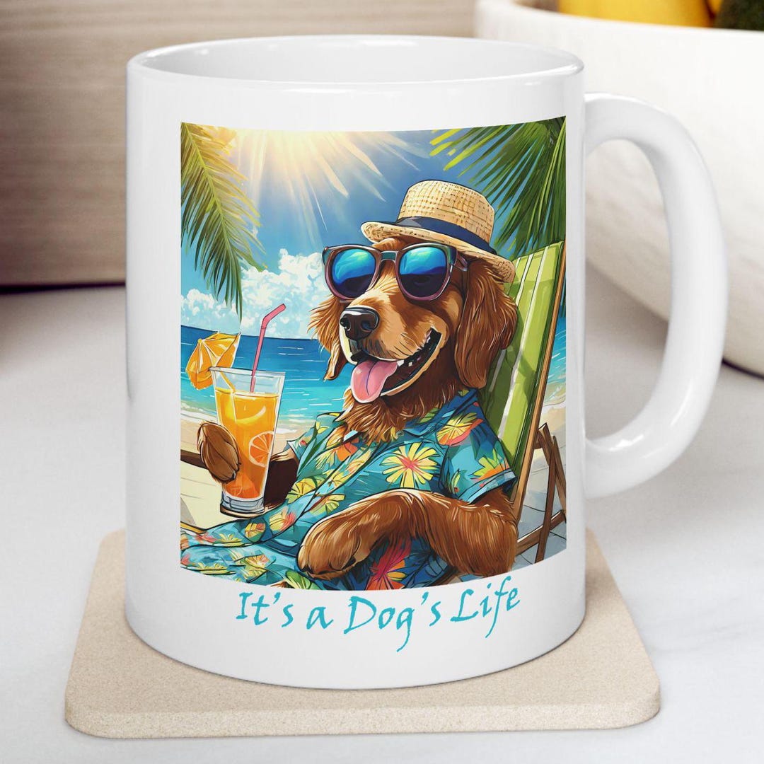 Gordon Retriever Beach Mug - It's a Dog's Life Cute Pet Lover's Cup ...