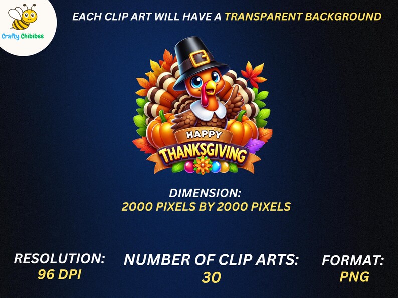 Happy Thanksgiving Clipart Bundle | 30 Cartoon Turkey Happy ...