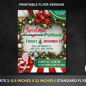 Christmas Potluck Invitation Flyer Template. Editable Canva Template ...