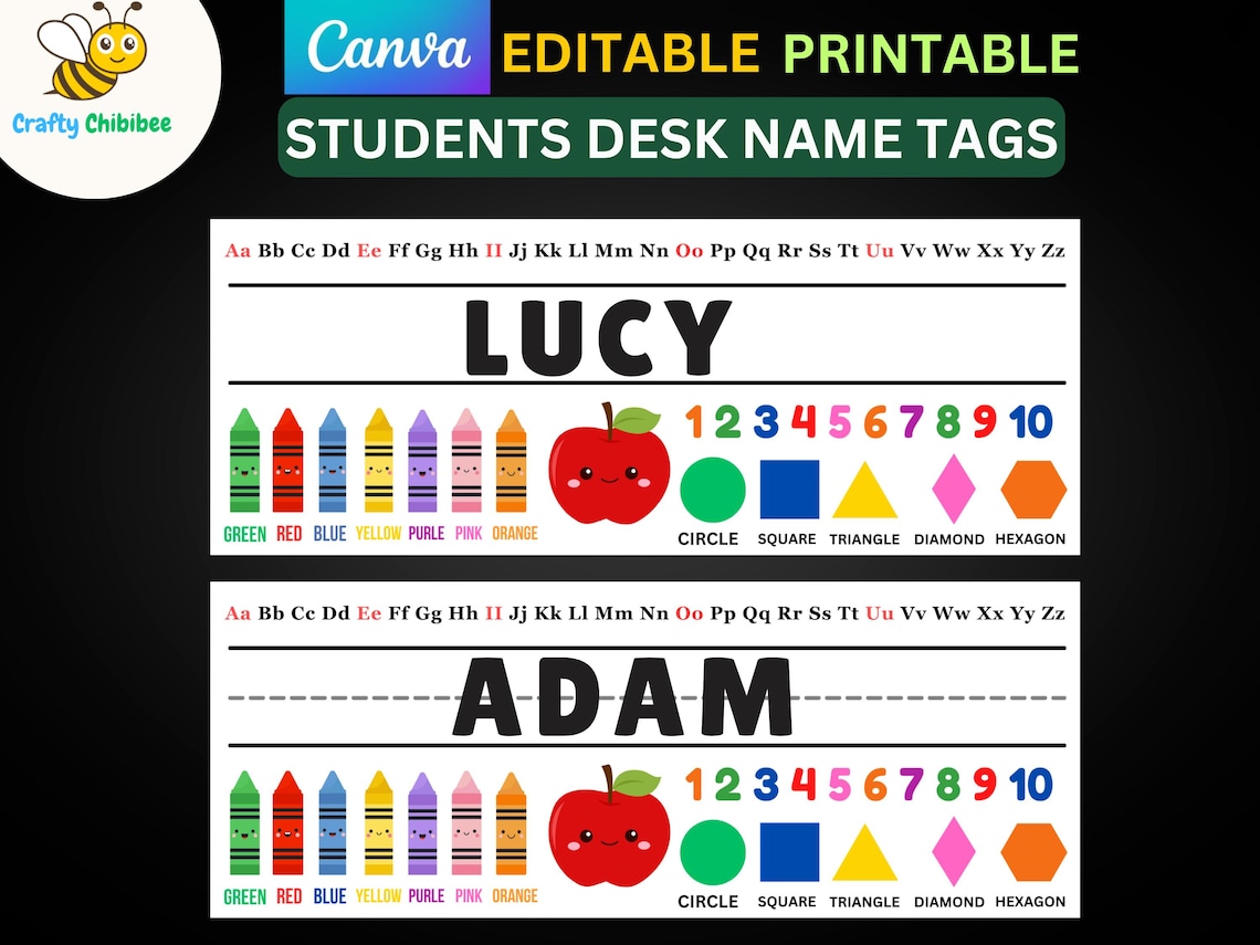 Student Name Tag | Editable | Printable | Classroom Desk Name Tag ...