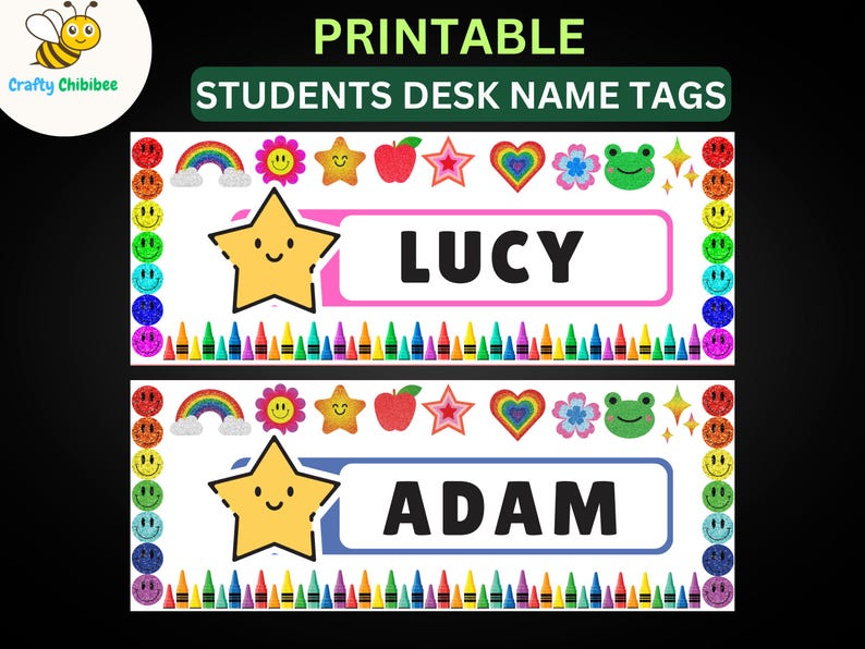 Student Name Tag | Printable | Classroom Desk Name Tag | Fun Cheerful ...