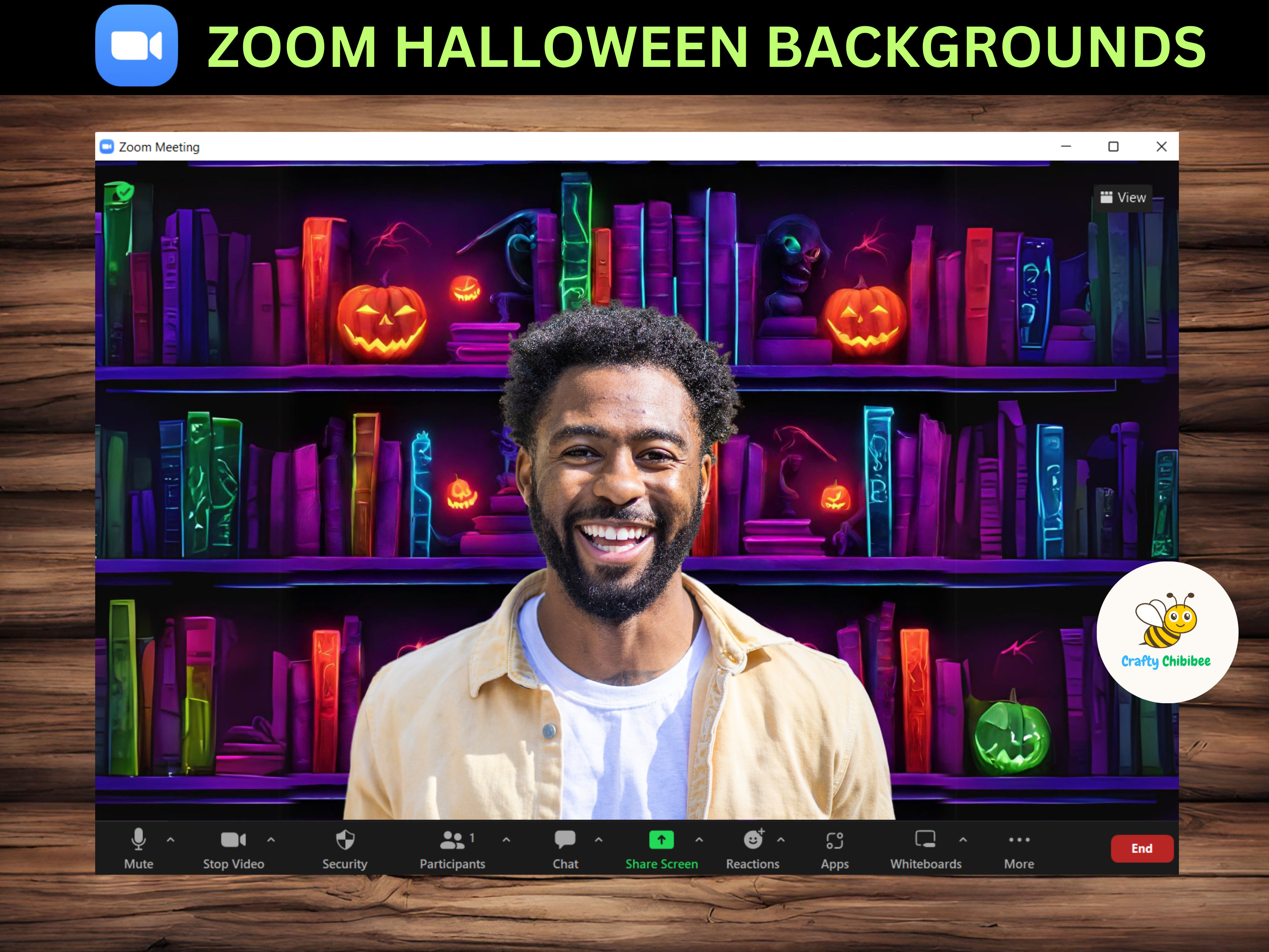Zoom Halloween Theme Bookshelf Backgrounds. 30 Virtual Backgrounds for ...