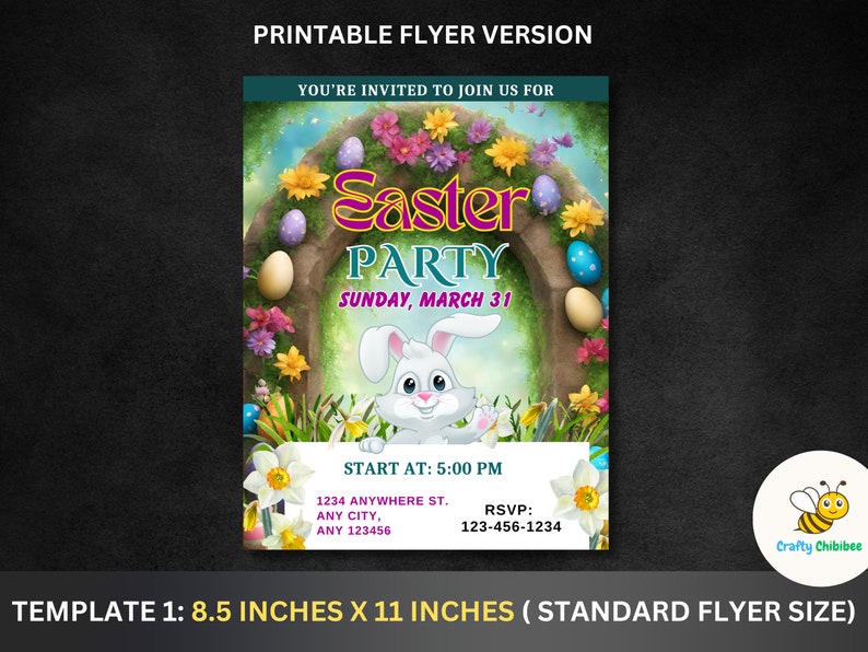 Easter Party Flyer Theme 2 Template. Editable Canva Template. Easter ...