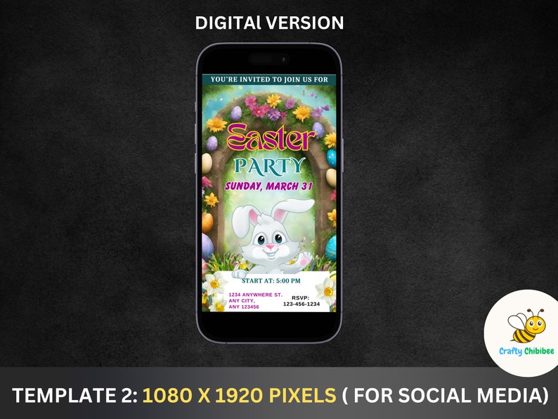 Easter Party Flyer Theme 2 Template. Editable Canva Template. Easter ...