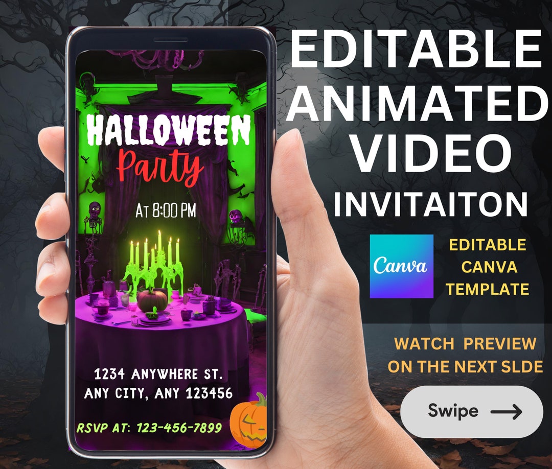 Editable Halloween Party Animated Video Invitation Theme 5 Template - Etsy
