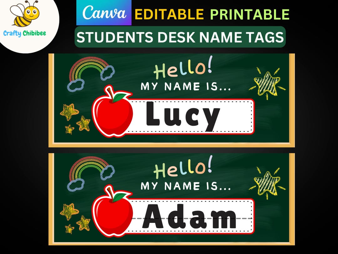 Student Name Tag Editable Printable Classroom Desk Name Tag Chalkboard ...
