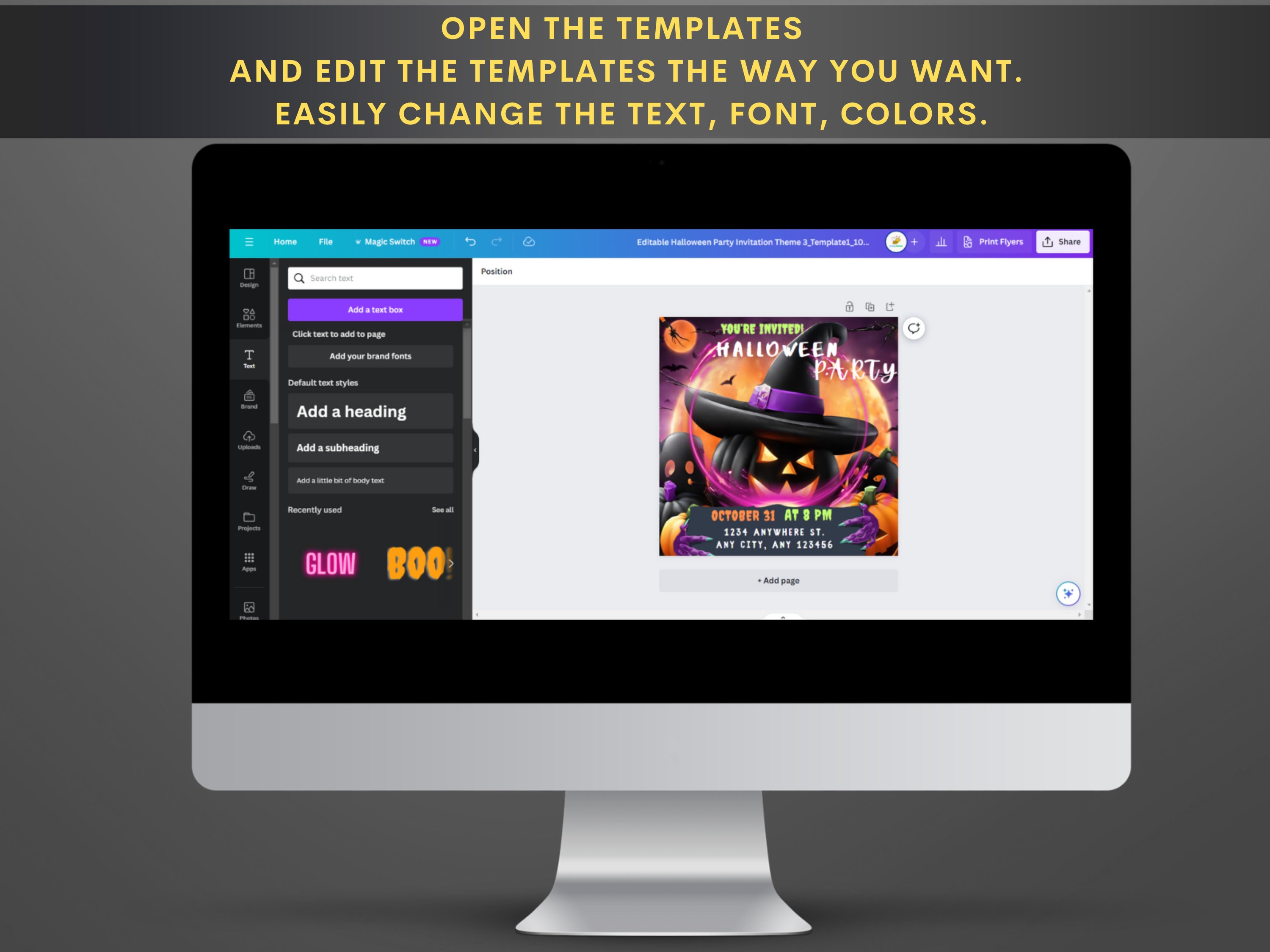 Editable Halloween Invitation Canva Templates: Halloween Party ...