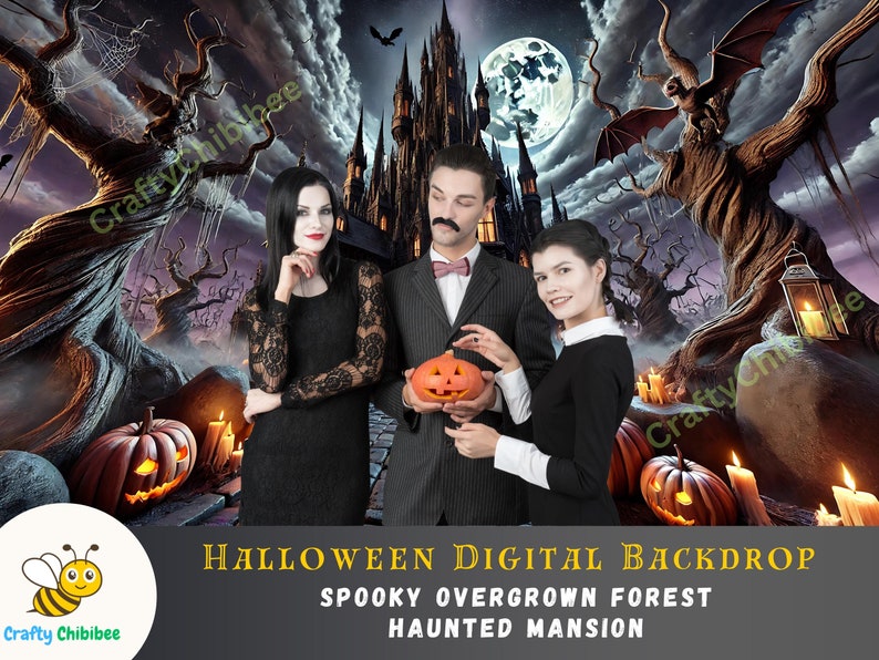 Halloween Digital Backdrop | Spooky Gothic Haunted Castle Pathway ...