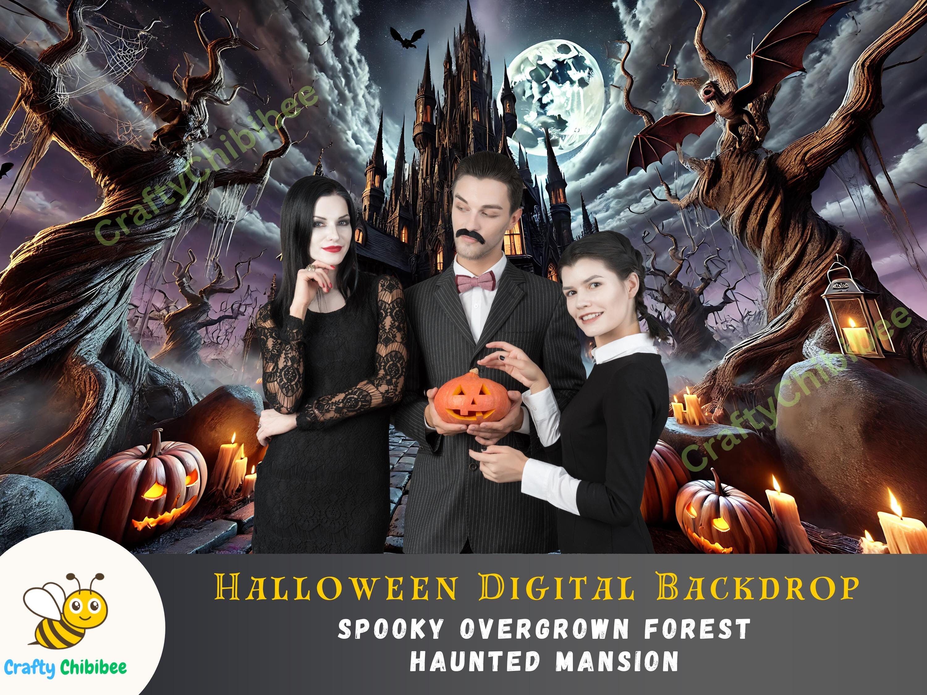 Halloween Digital Backdrop | Spooky Gothic Haunted Castle Pathway ...
