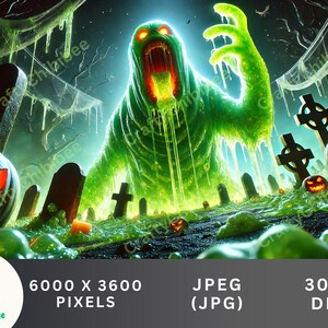 Halloween Digital Backdrop Slime Monster Rising From the Grave ...