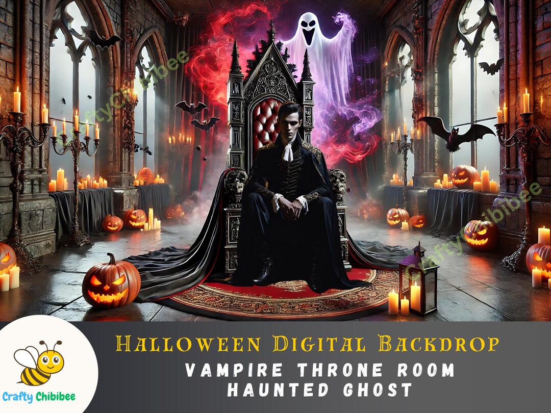 Halloween Digital Backdrop | Vampire Throne Room Haunted Ghost ...