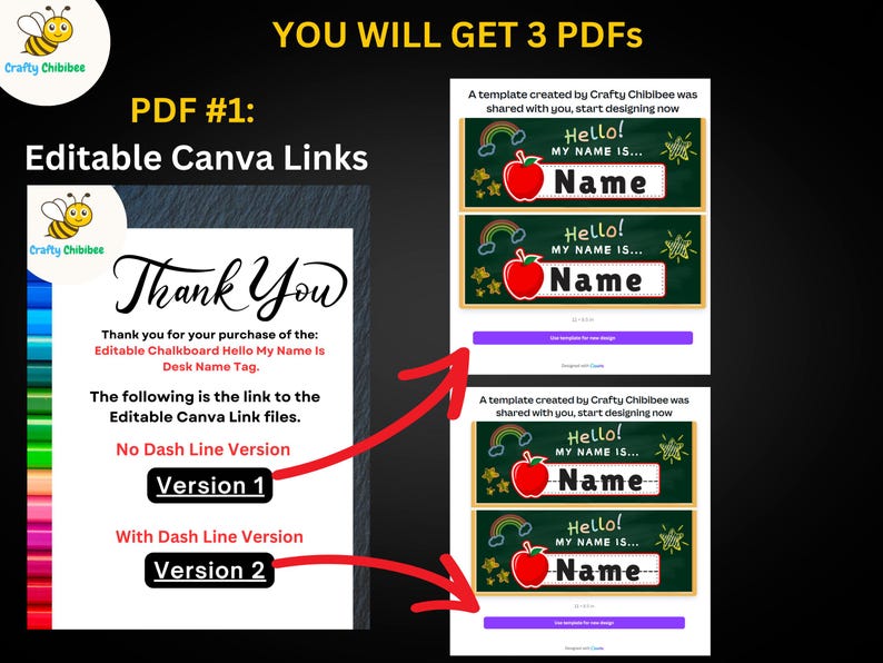 Student Name Tag Editable Printable Classroom Desk Name Tag Chalkboard ...