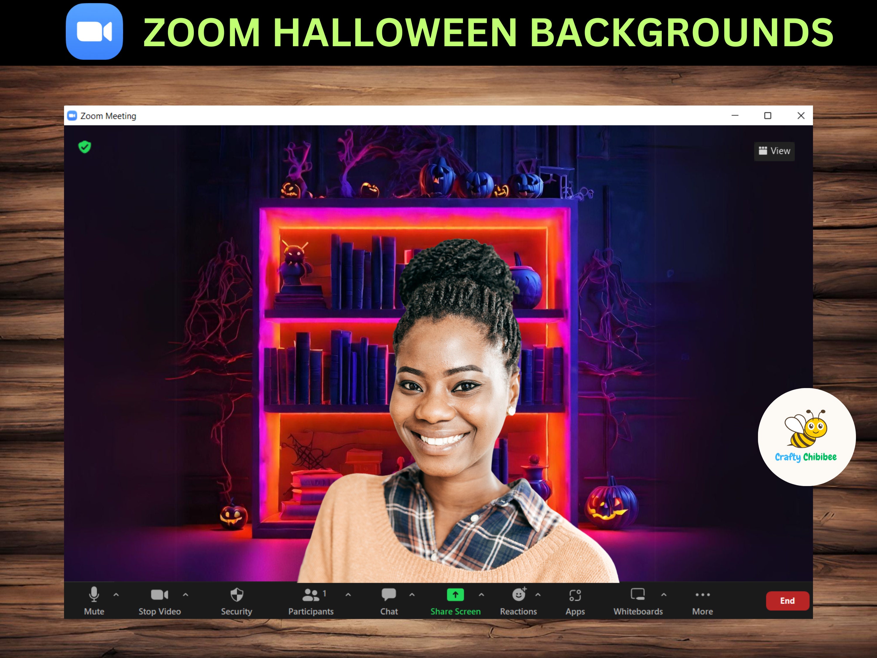 Zoom Halloween Theme Bookshelf Backgrounds. 30 Virtual Backgrounds for ...