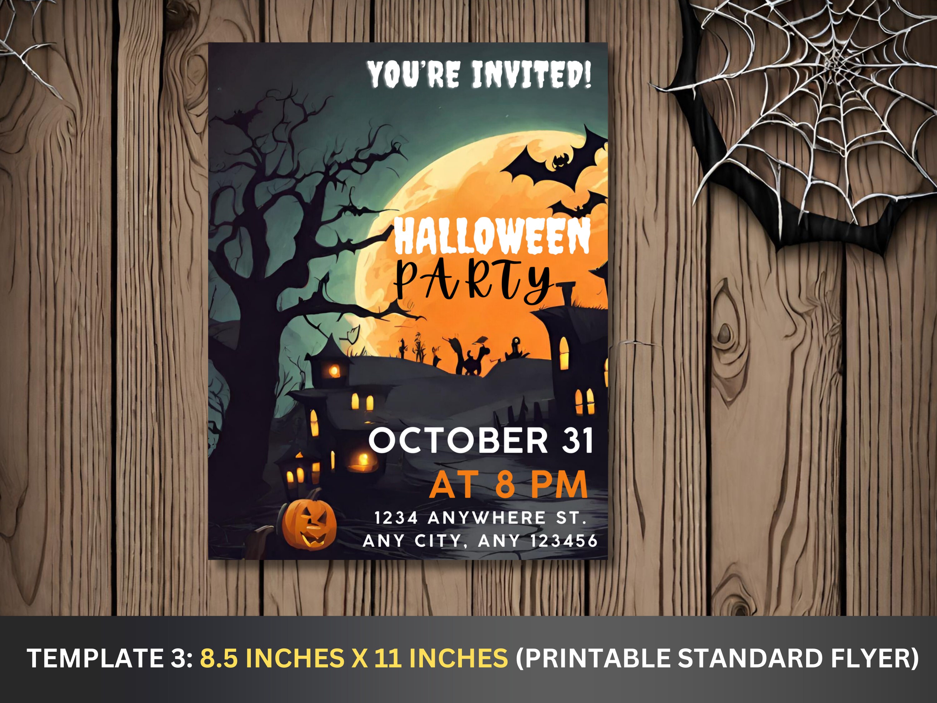 Editable Halloween Invitation Canva Templates: Halloween Party ...