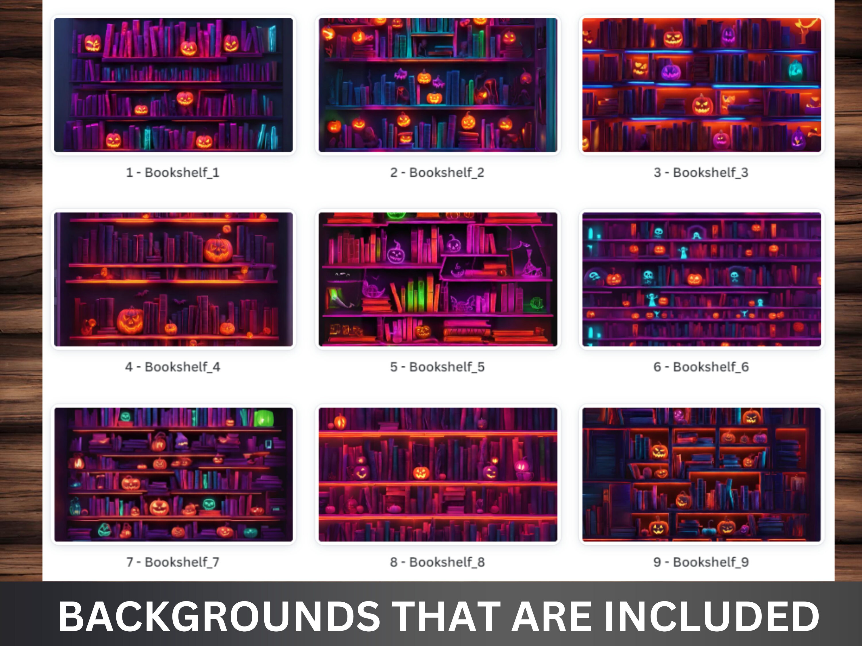 Zoom Halloween Theme Bookshelf Backgrounds. 30 Virtual Backgrounds for ...