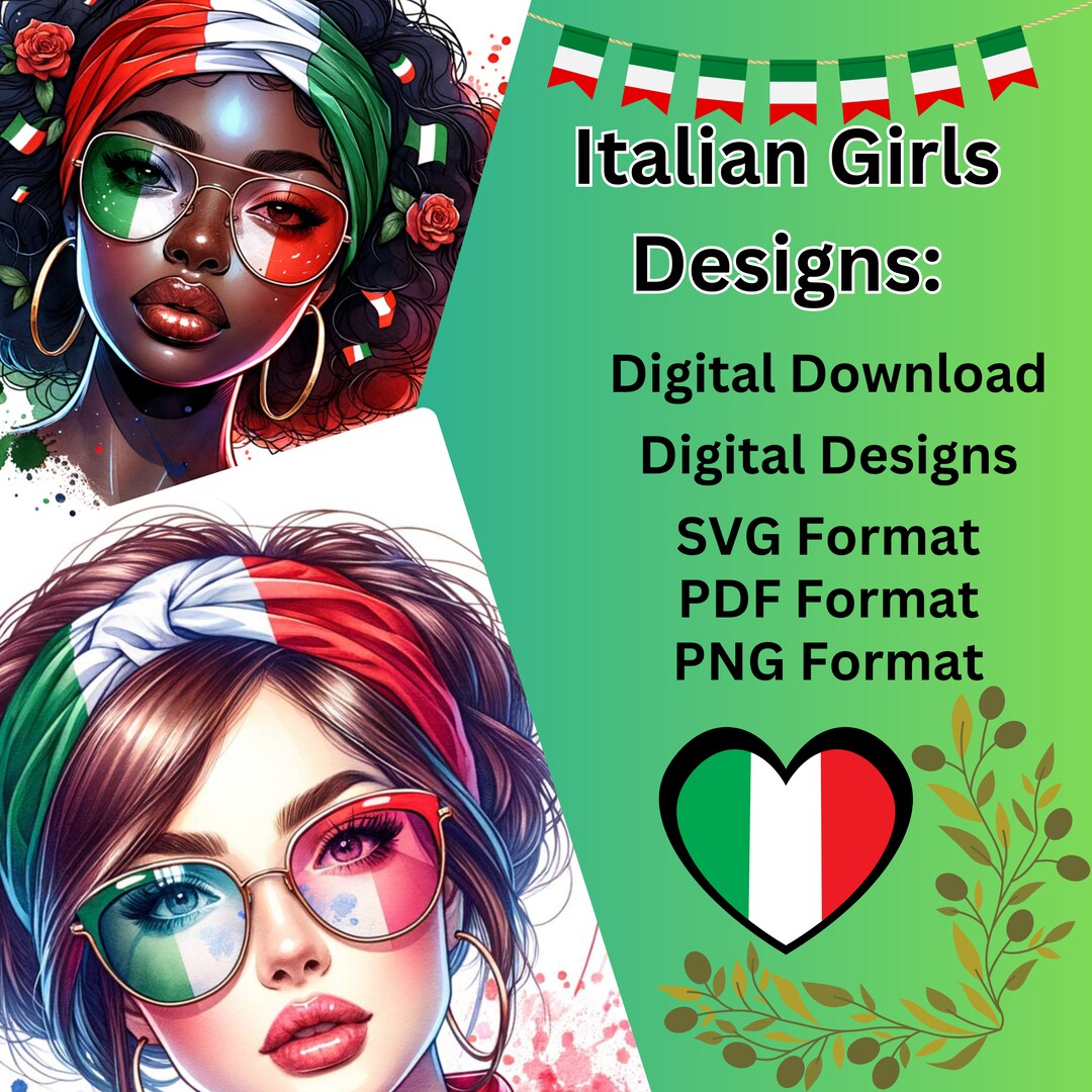 Italian Girls Digital Images in SVG, PNG, PDF, Instant Download ...