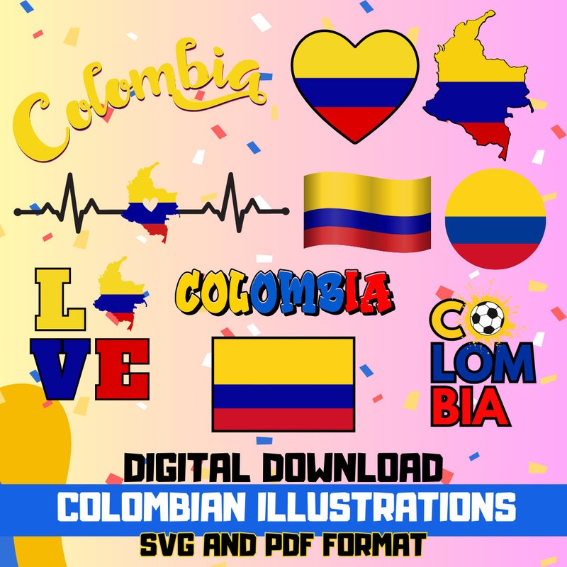 Colombia Flag in a Map - Etsy UK