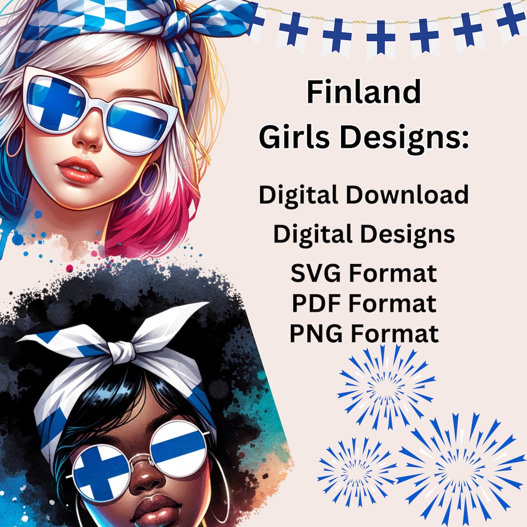 Finnish Girls Clipart: Finland Pride - SVG, PNG, PDF (digital Download ...