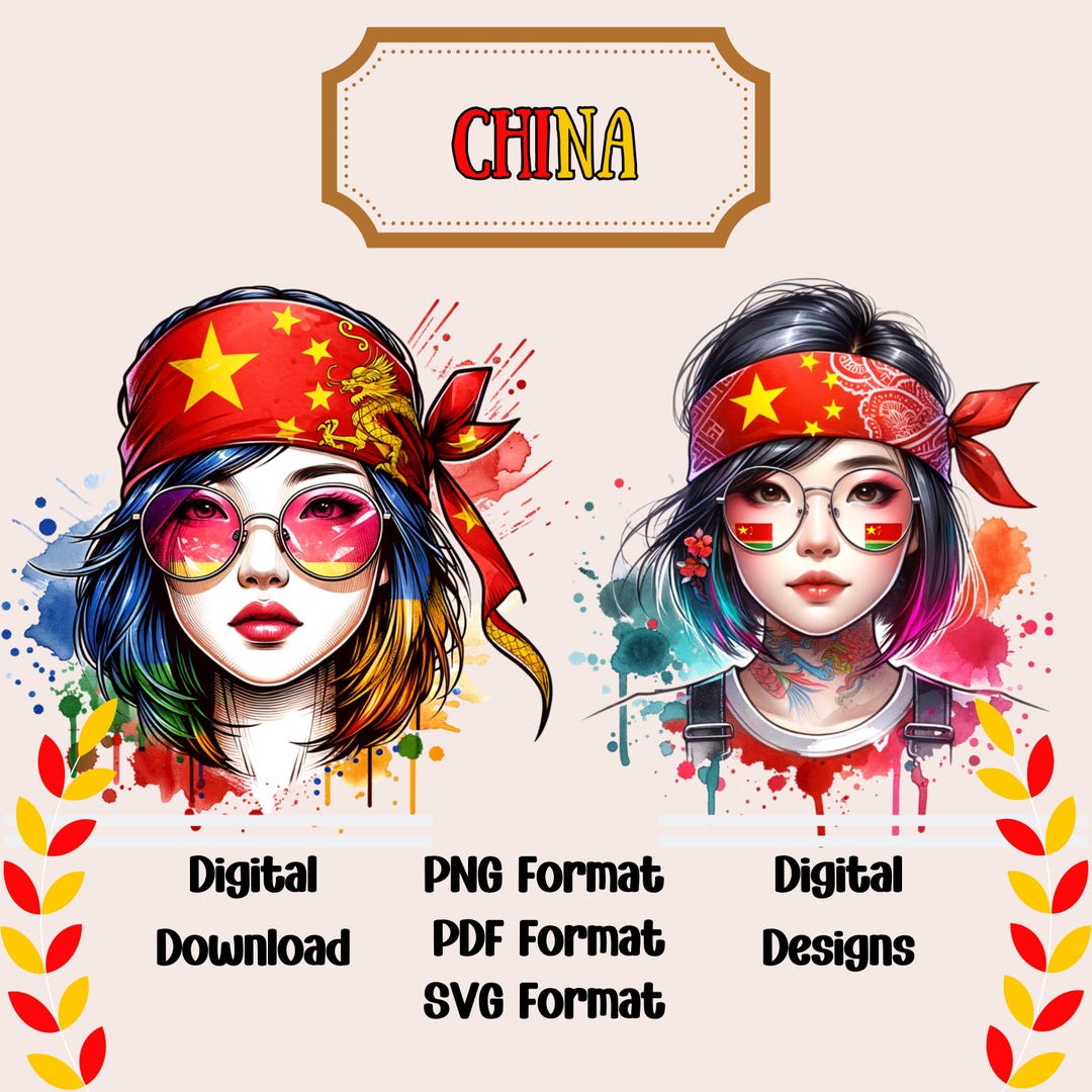 Instant Download SVG, PNG and PDF Digital Images of China Girls ...