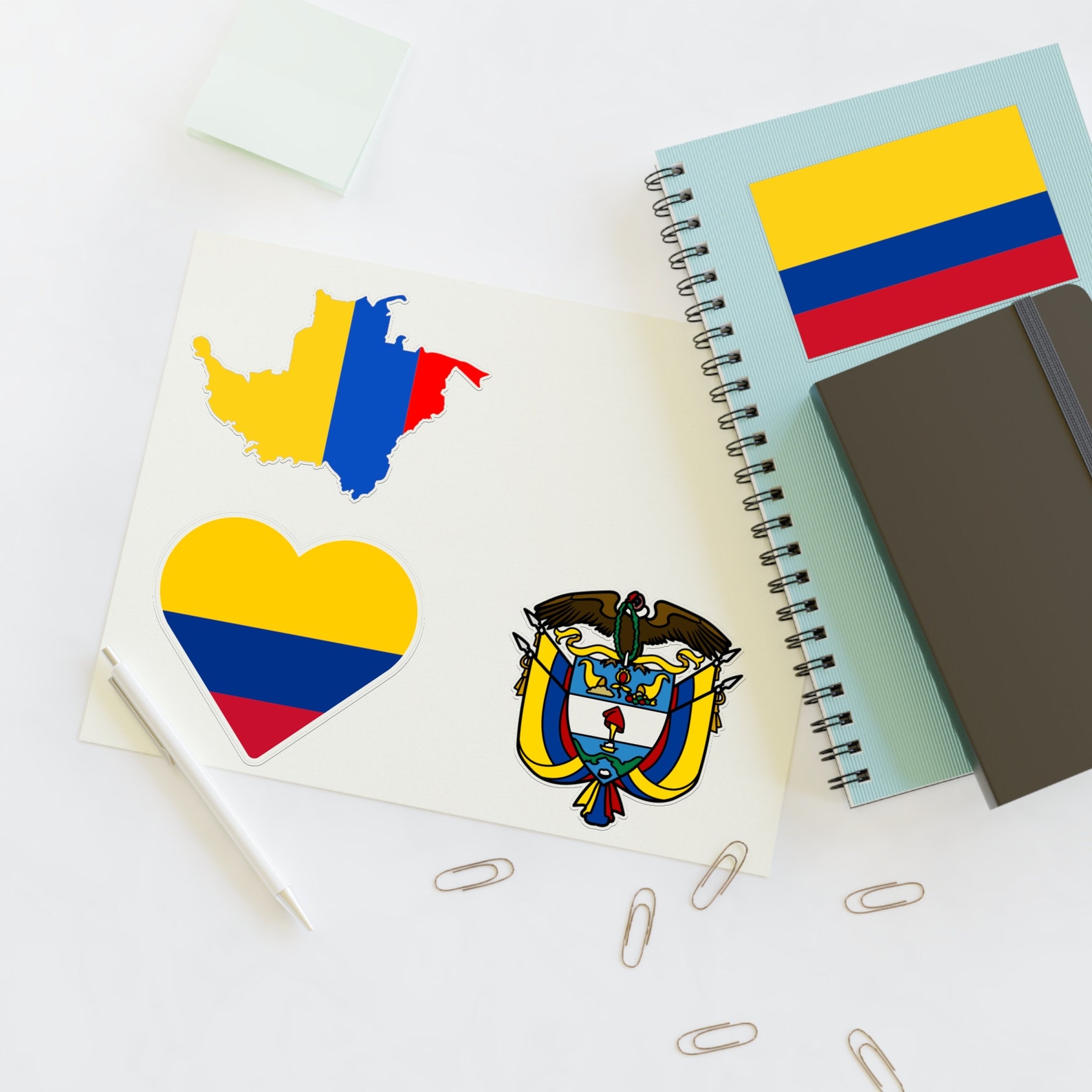 Colombian Flag Inspired Sticker Set of 4, Patriotic Vinyl Decals ...
