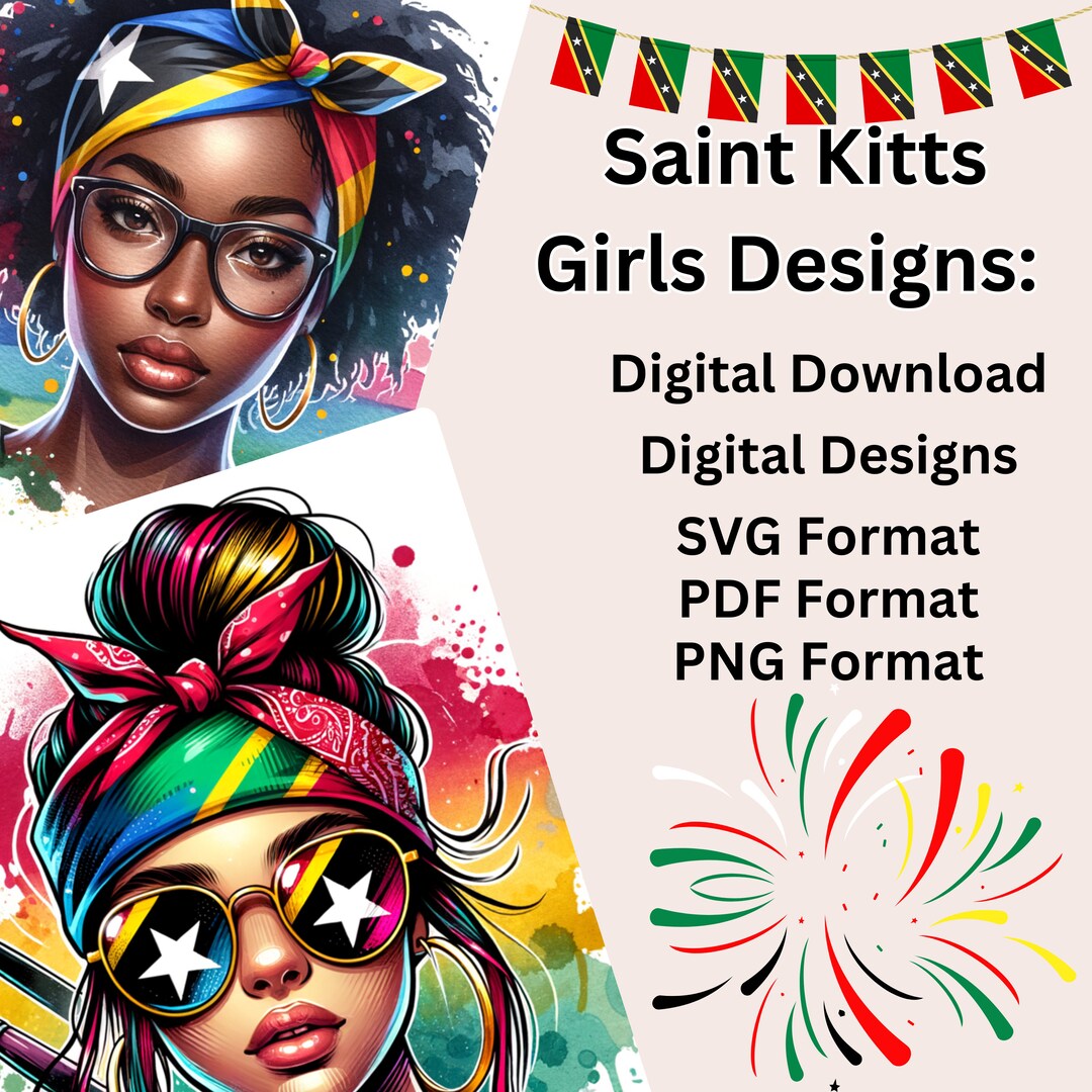 SVG, PNG, PDF Digital Images, Instant Download of Saint Kitts and Nevis ...