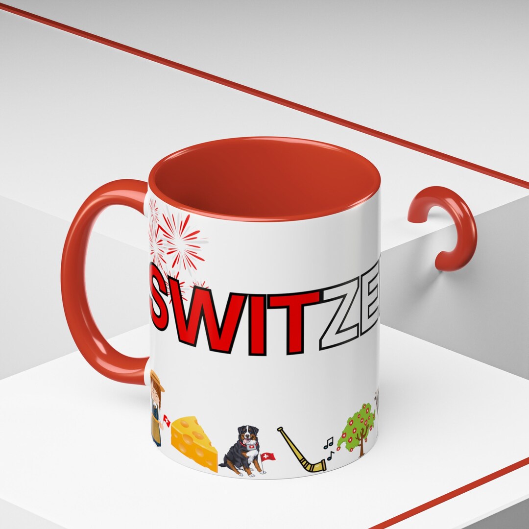 Vintage Style Switzerland Map Mug With Illustrations, Switzerland ...