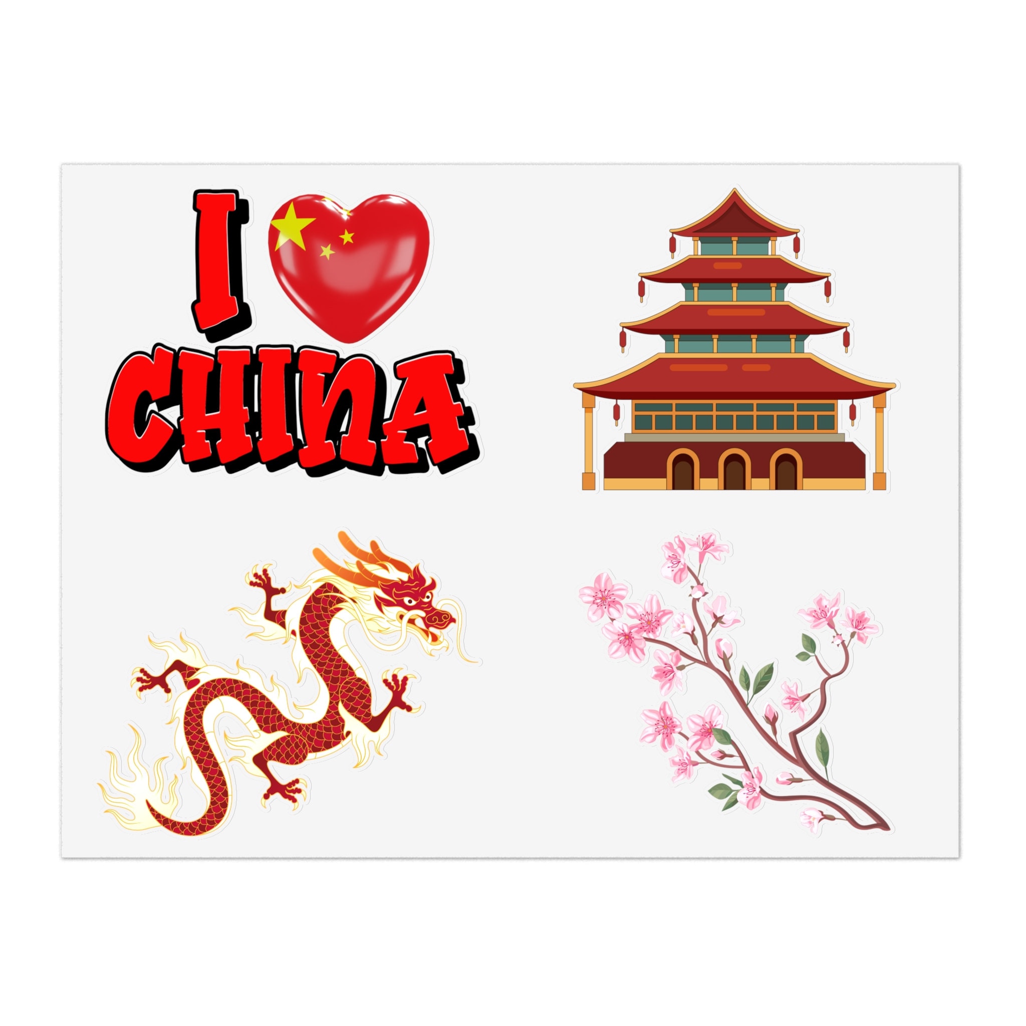 Chinese Inspired Sticker Sheet, Oriental Decorative Stickers, China ...
