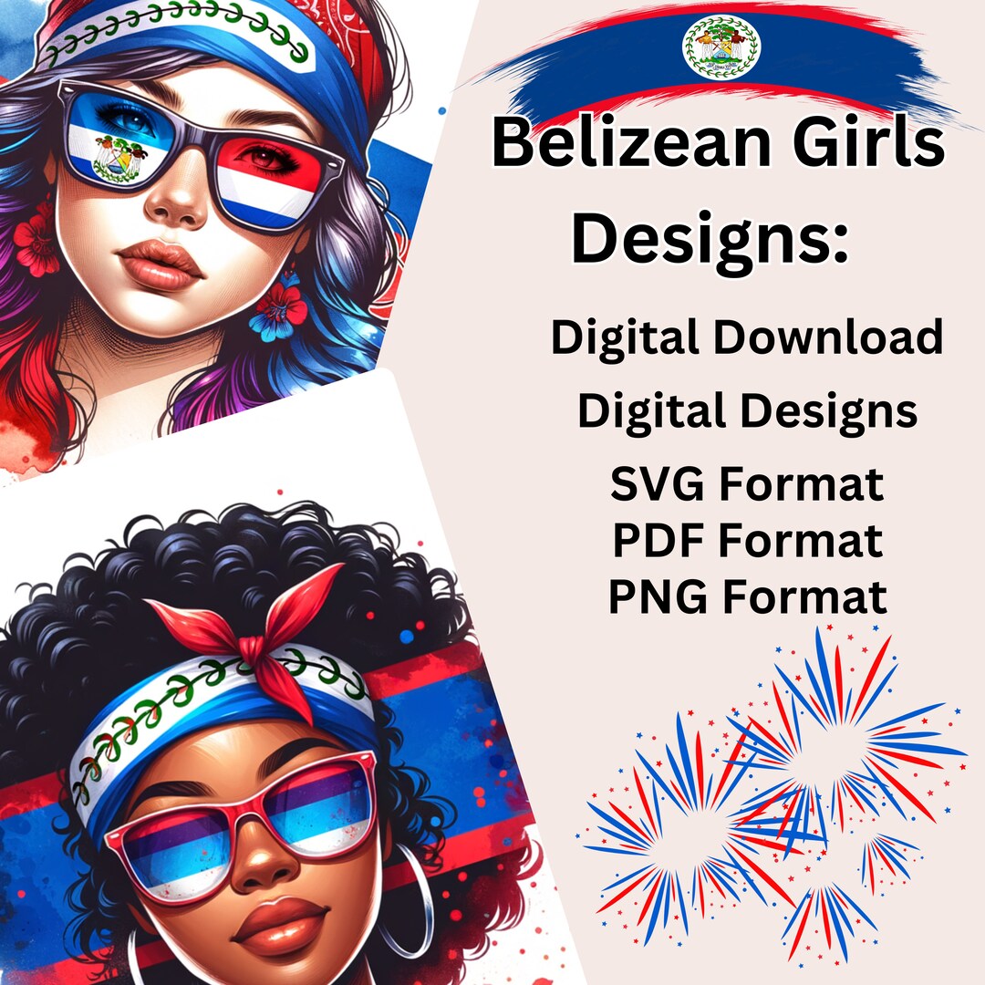 SVG, PNG, PDF Digital Images, Instant Download of Belizean Girls, Belizean Pride, Digital Clip ...