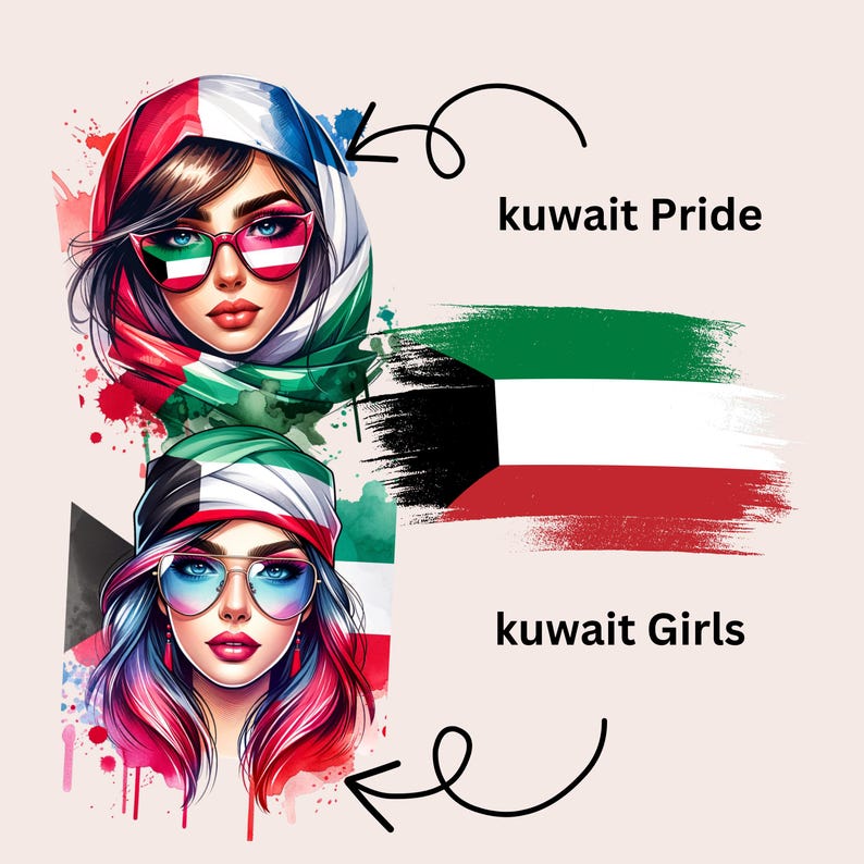 Kuwait Girls Clipart: Pride & Culture Digital Art (SVG, PNG, PDF) - Etsy