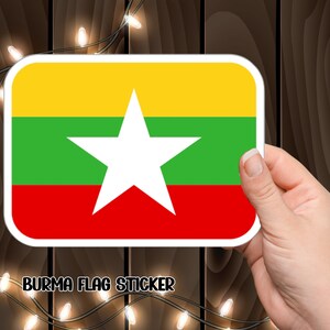 Burma National Flag Adhesive Sticker, Vinyl Decor, Patriotic Myanmar ...
