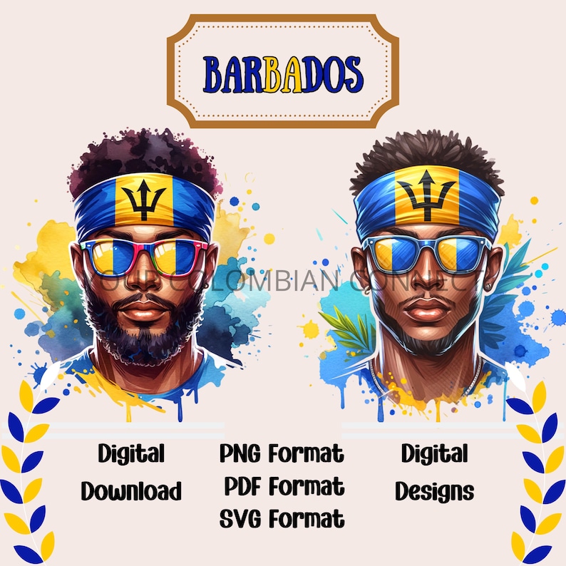 Barbados Men Clipart: Pride Designs (SVG, PNG, PDF) - Etsy