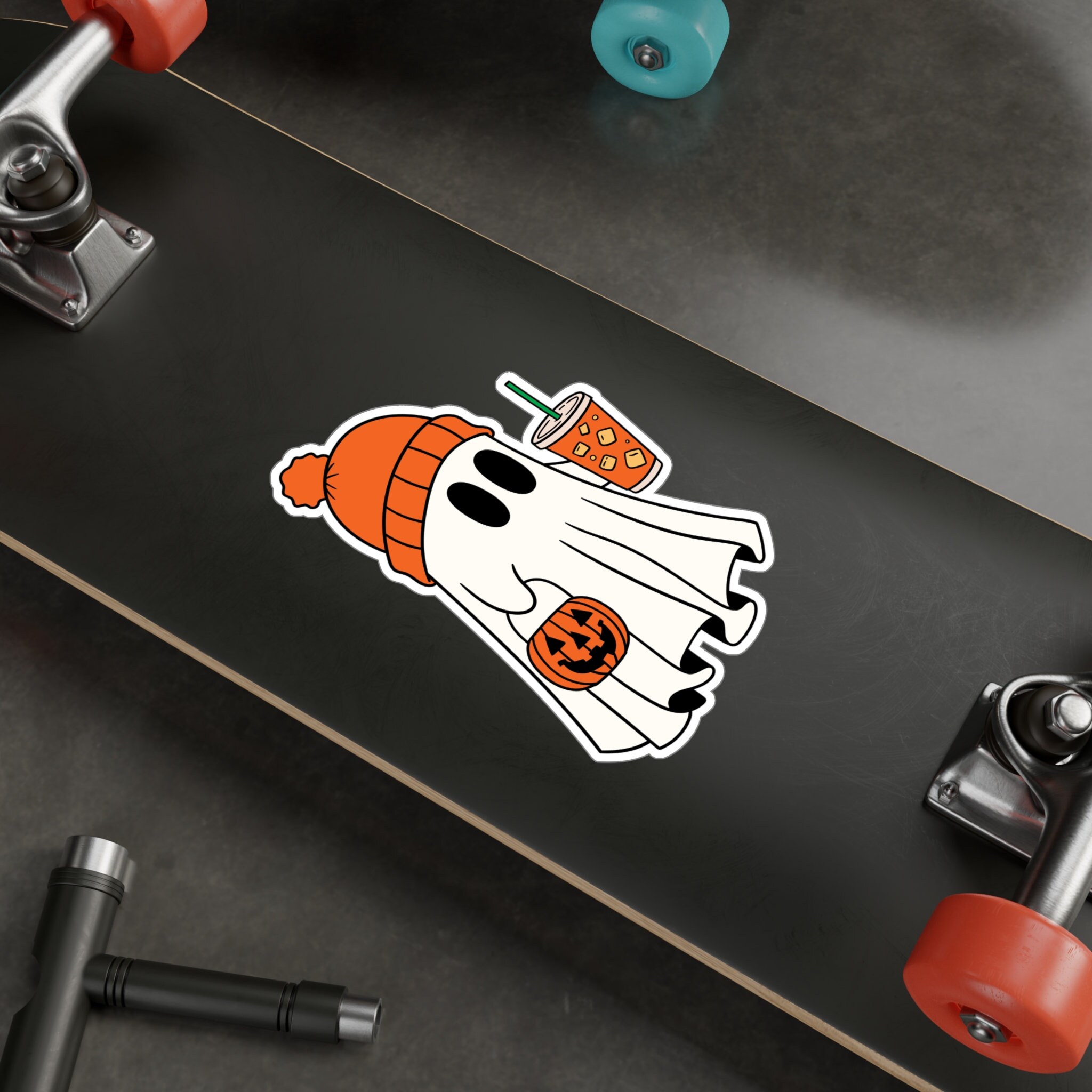 Adorable Halloween Ghost Sticker for Coffee Lovers, Halloween Stickers ...