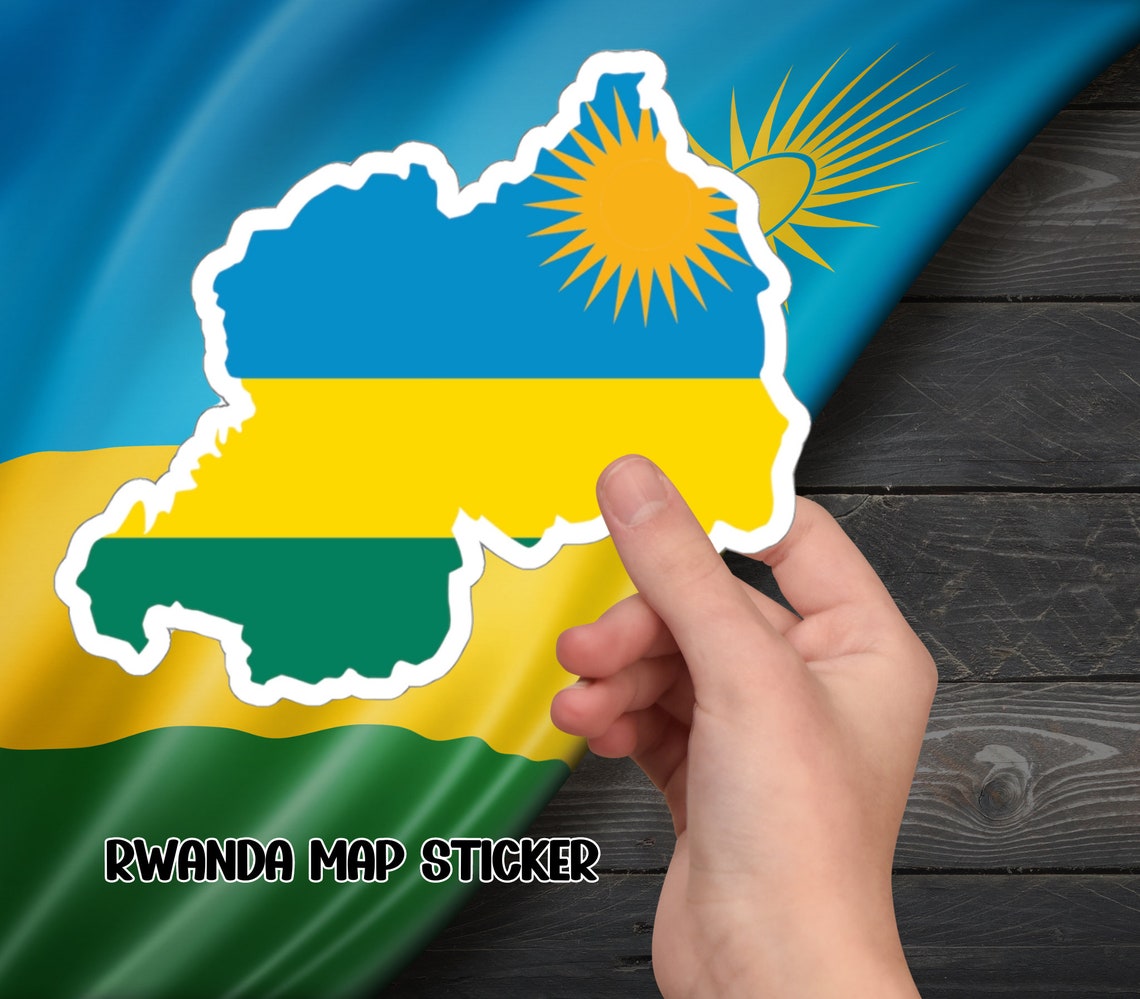 Rwanda Map Sticker, Custom Travel Decal, Colorful Rwanda Map Sticker ...