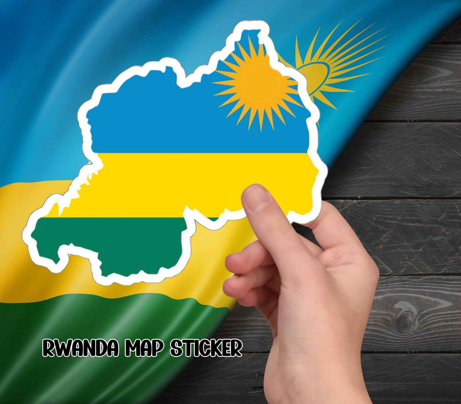 Rwanda Map Sticker, Custom Travel Decal, Colorful Rwanda Map Sticker ...