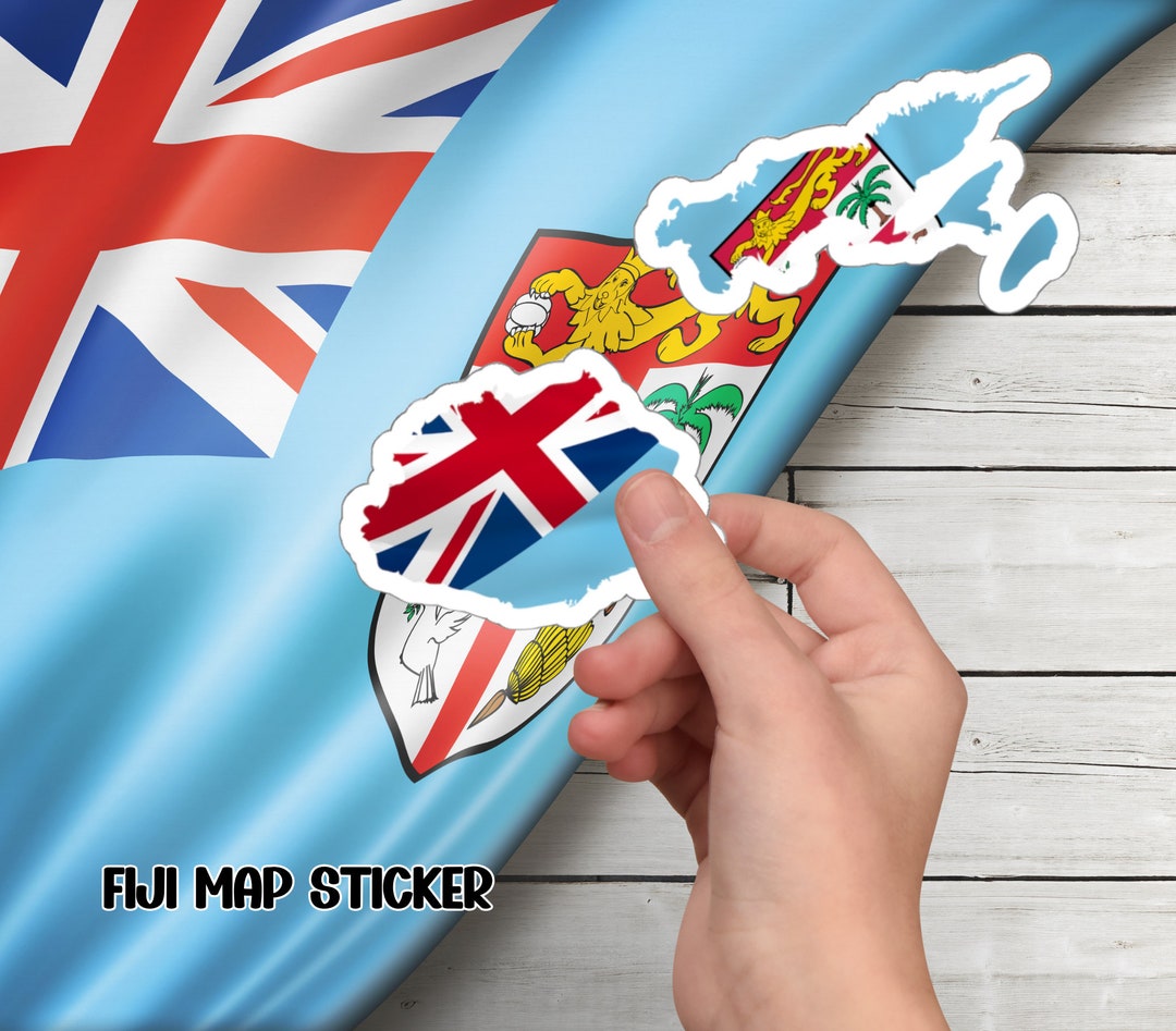 Fiji Islands Decal, Tropical Traveler Must Have, Colorful Fiji Map ...