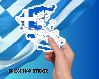 Greece Map Flag Silhouette Sticker for Laptop Book Fridge Guitar ...