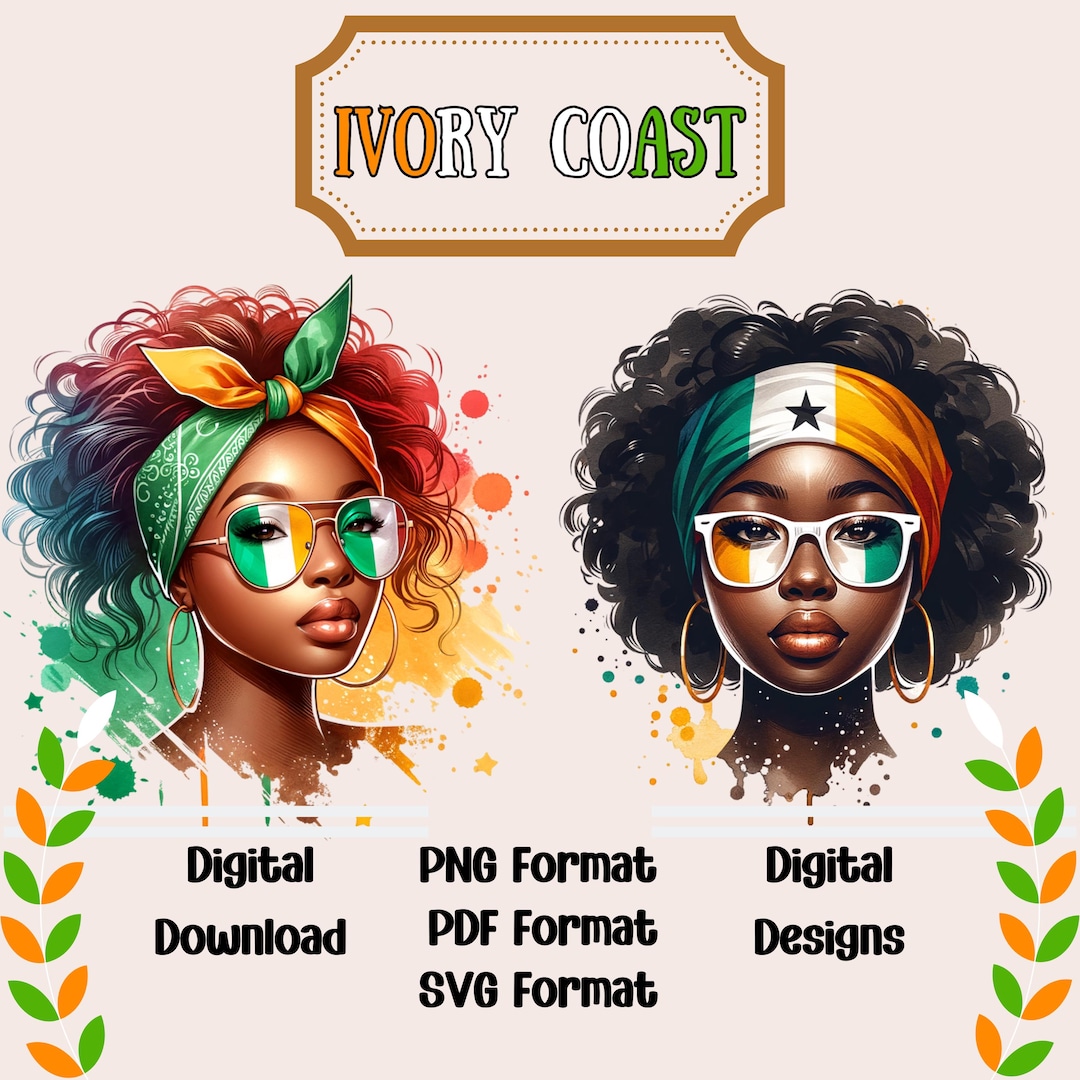 Instant Download SVG, PNG and PDF Digital Images of Ivory Coast Girls ...