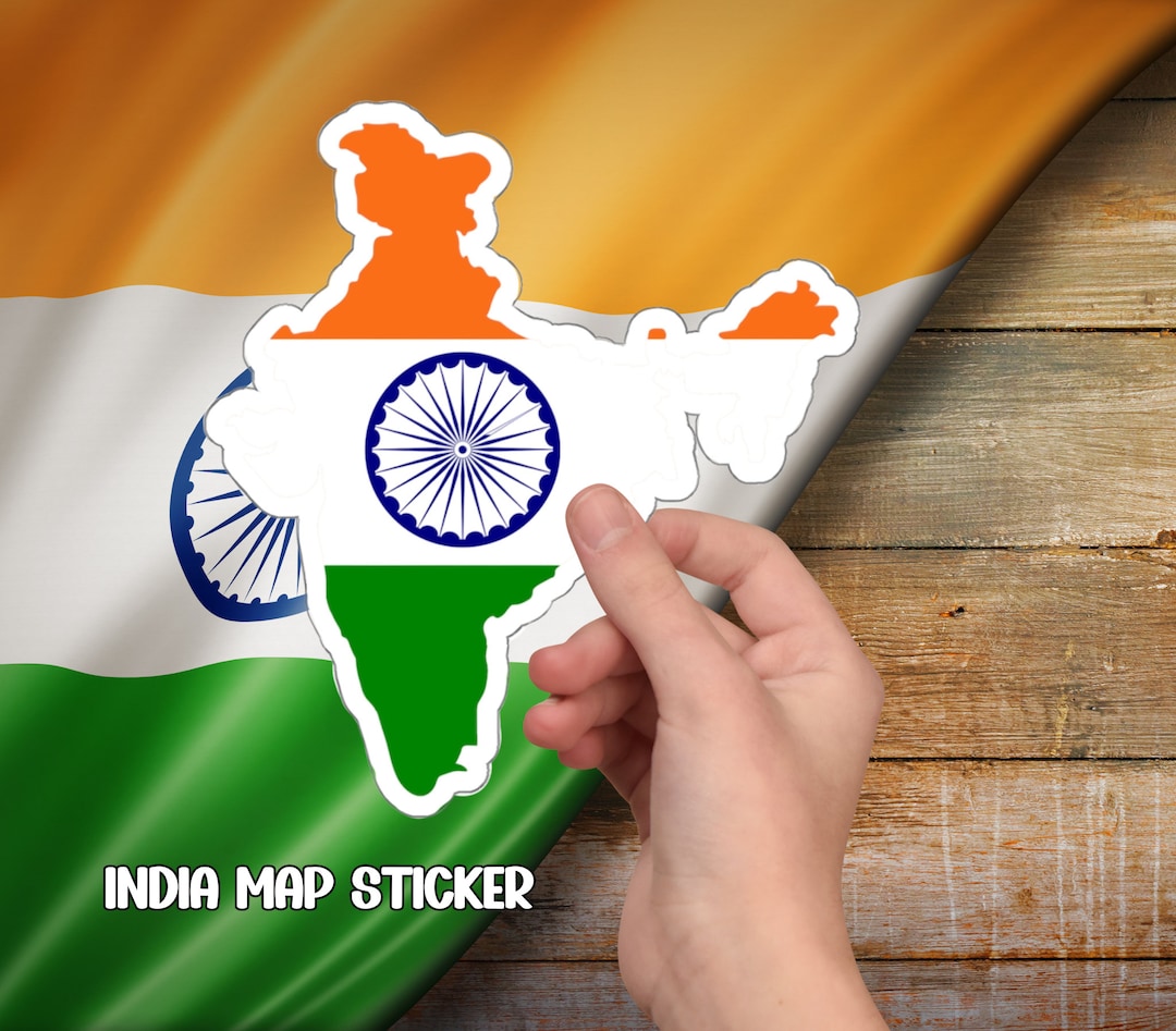 Colorful India Map Sticker for Laptops and Journals, Handmade India Map ...