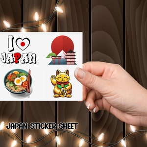 Japanese Inspired Sticker Sheet, Sakura Blossoms, Mount Fuji, and More ...