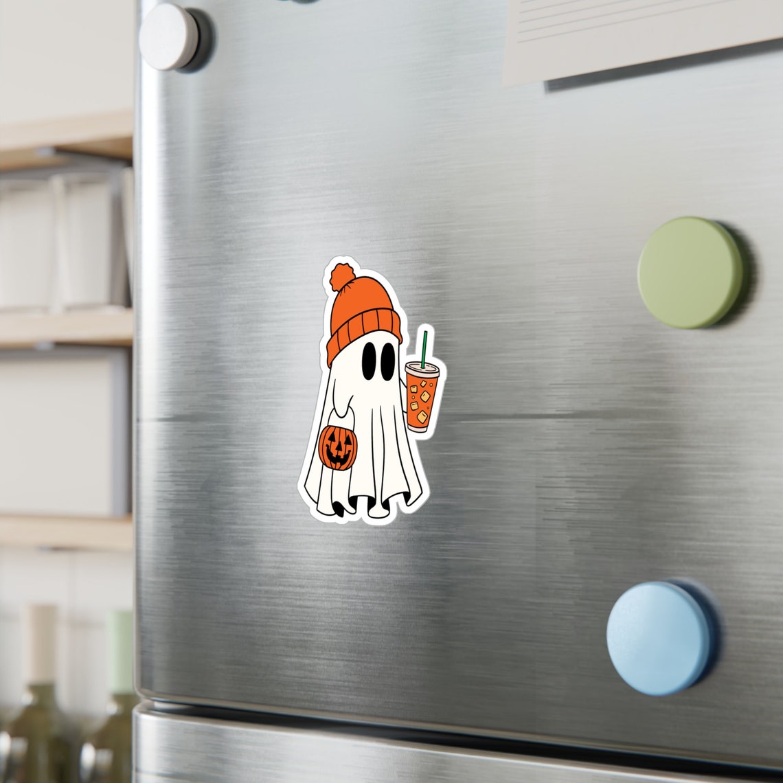 Adorable Halloween Ghost Sticker for Coffee Lovers, Halloween Stickers ...