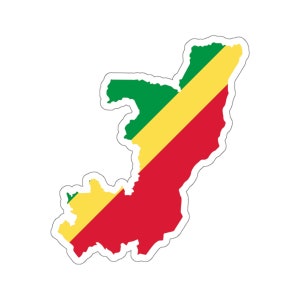 Republic of the Congo Map Sticker, Traveler's Souvenir Decal, Congo Map ...