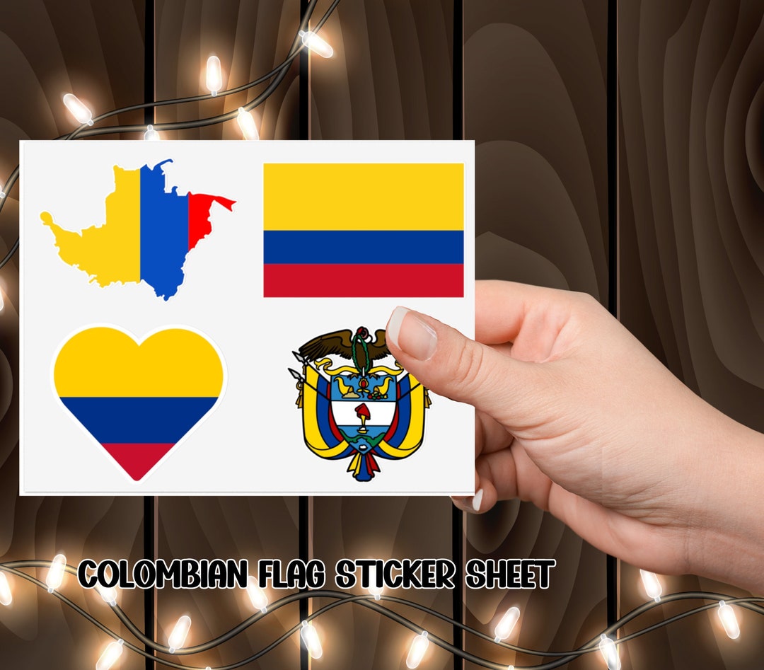 Colombian Flag Inspired Sticker Set of 4, Patriotic Vinyl Decals ...