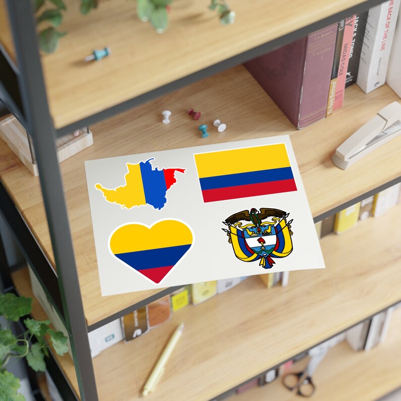 Colombian Flag Inspired Sticker Set of 4, Patriotic Vinyl Decals ...