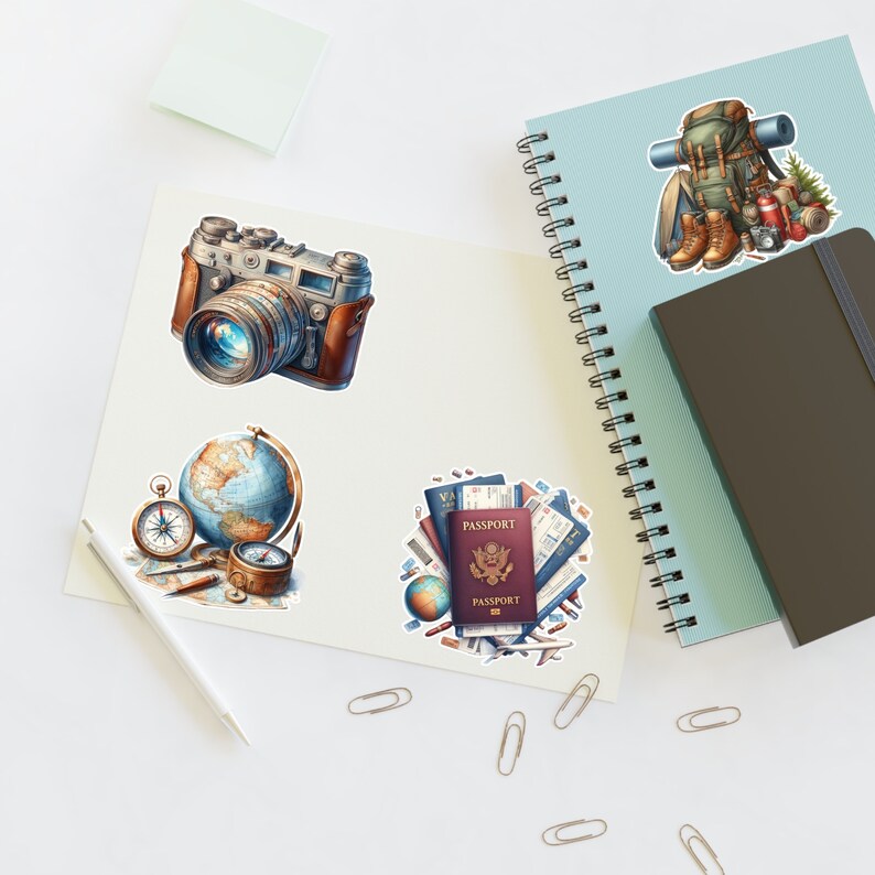 Traveler's Delight, Set of 4 Illustrated Stickers for Adventure Seekers ...