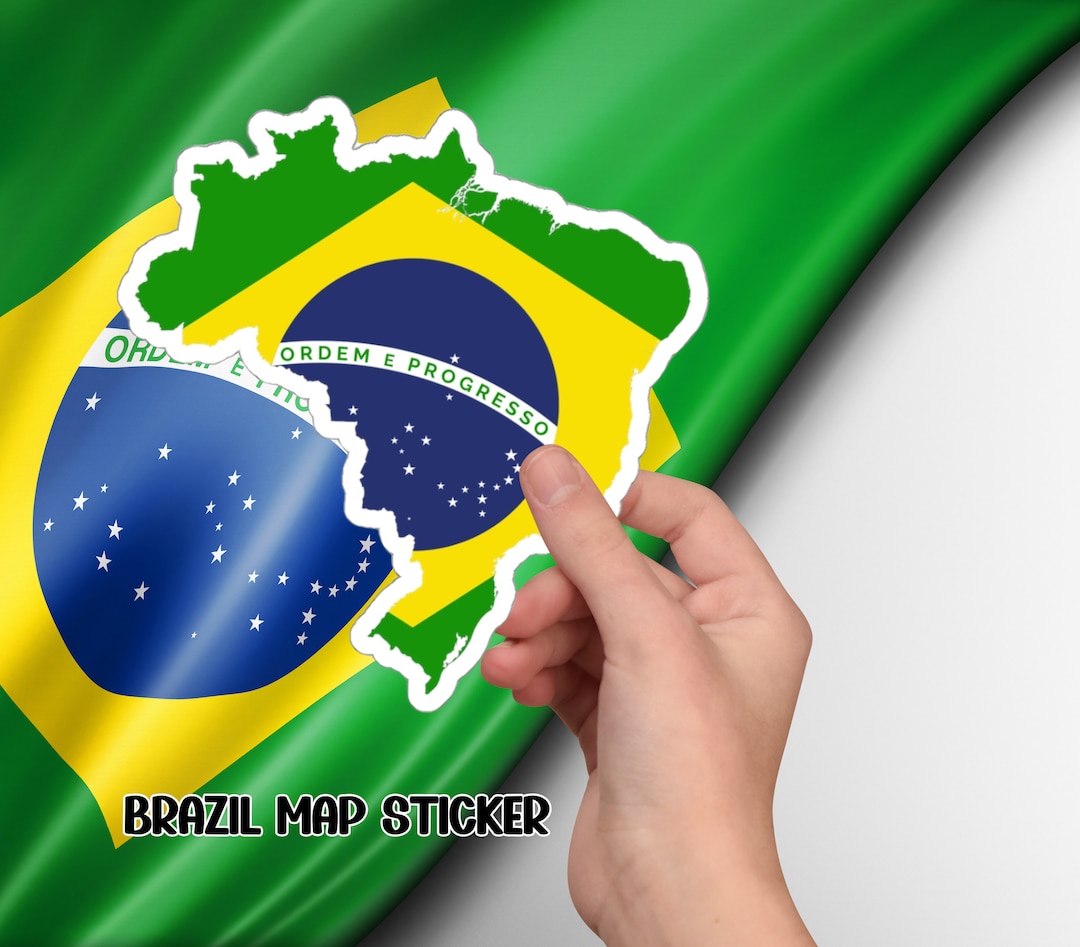 Brazil Map Sticker: Vibrant Brazilian Flag Vinyl Decal - Etsy
