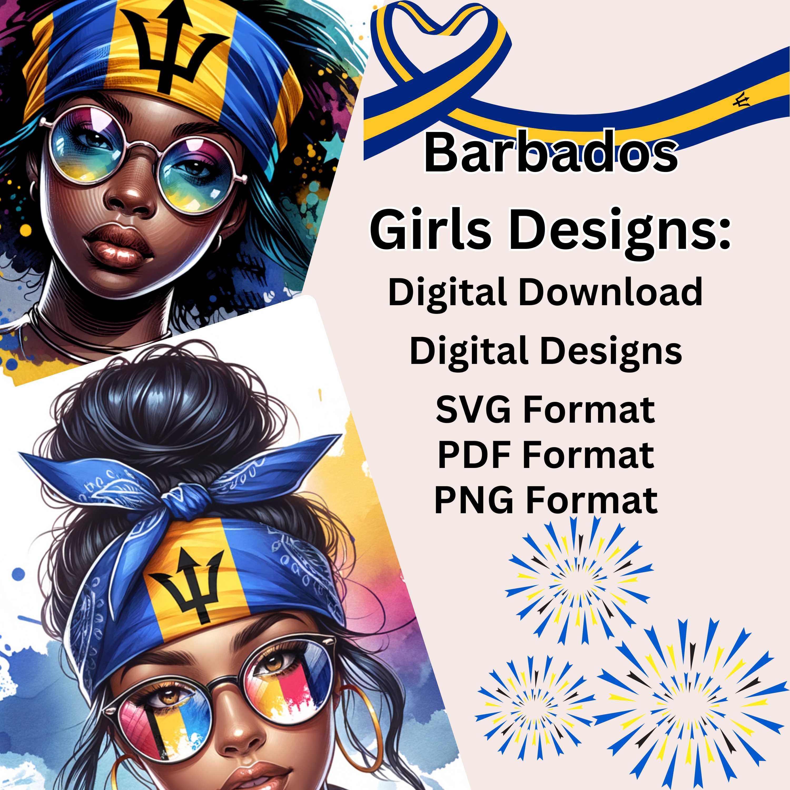 Barbados Girls Clipart: Caribbean Pride Digital Images (SVG, PNG, PDF ...
