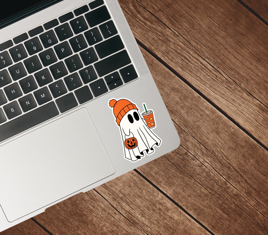 Adorable Halloween Ghost Sticker for Coffee Lovers, Halloween Stickers ...