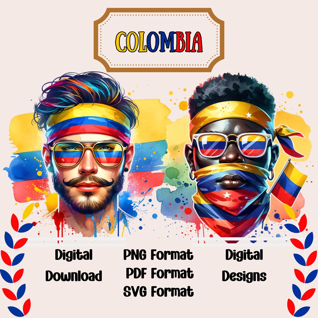 Colombian Men in SVG, PNG, PDF Format, Colombian Pride, Digital Clipart ...