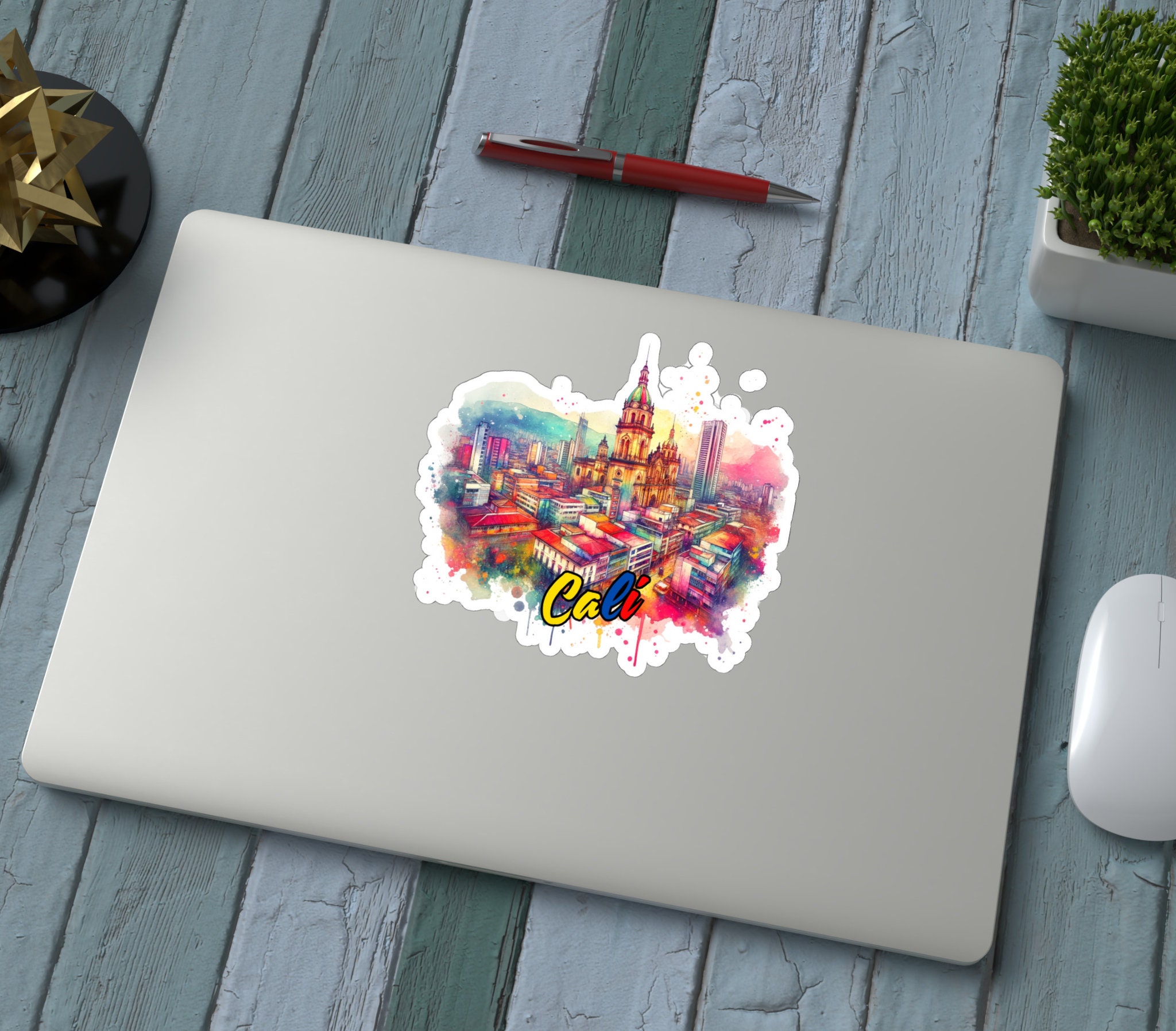 Vibrant Cali Colombia Sticker With Acrylic Illustration, Traveler's ...
