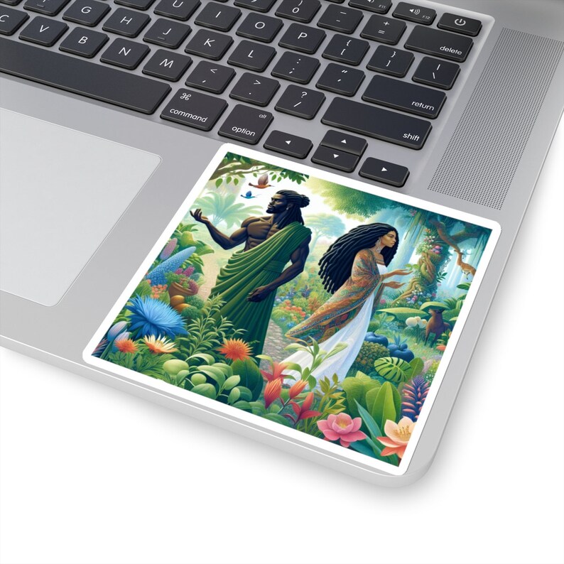 Biblical Sticker With Adam and Eve Artwork, Religious Sticker Depicting ...